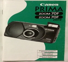 Libretto di istruzioni per la macchina fotografica Canon Prima Zoom 70F Date